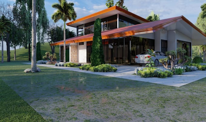 Render 3d urban luxury villa,apartment,pavilion house,landscape ...