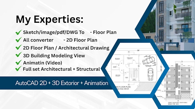 Autocad 2d drawing, 3d view, animation by Autocad24 | Fiverr