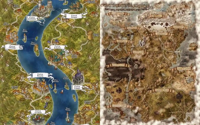 Custom fantasy map dragon isometric map rpg world maps dnd game map ...