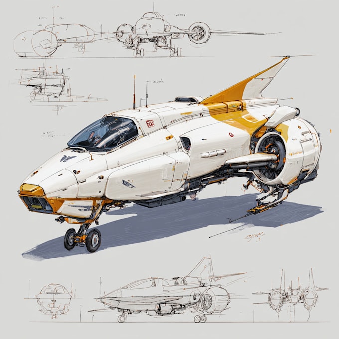 Draw spaceship concept art or design a starship or scifi vehicle by ...