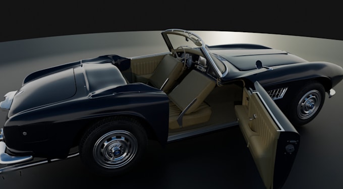 Model 3d interior and exterior convertible car, automotive design, hard ...