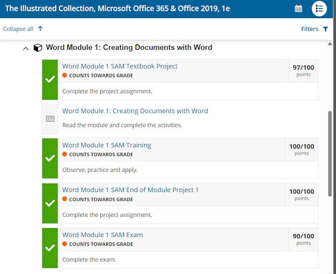 Assist with sam cengage projects, ms word, excel, and powerpoint tasks ...