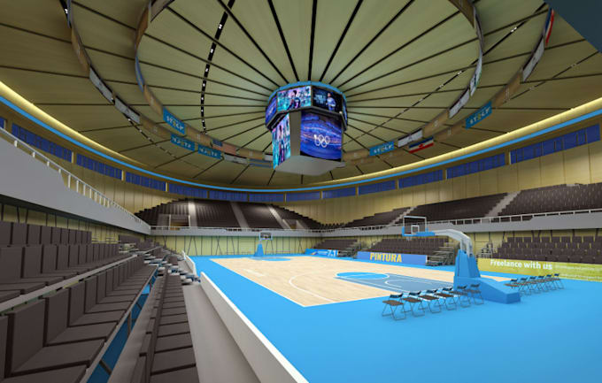 Recreate basket ball court, stadium render, sport field,3d stadium ...