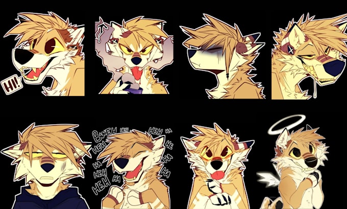 Create set of furry telegram stickers nsfw sticker design fursona ...