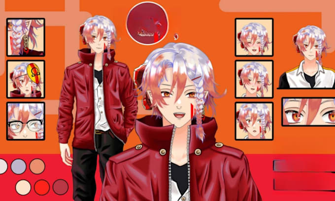 Draw anime art ref sheet oc character 2d vtuber ref sheet design furry ...