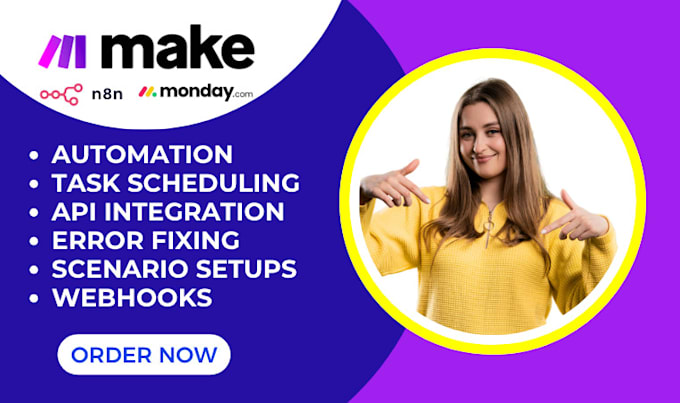 Setup make com automation, make scenarios, make com ai integration and ...