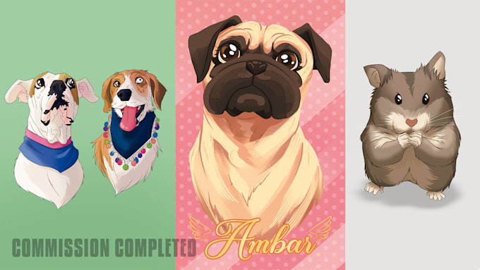 Illustrate a full render comic style portrait of your pet by Del ...