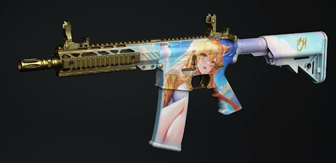 Stylized gun skin design,anime weapon,port in unity,3dtexture,cyber ...