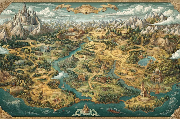 Create an amazing fantasy map illustration by Jasmynechberlai | Fiverr