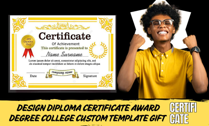 Design diploma certificate award degree college custom template gift ...
