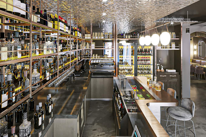 Redesign modern restaurant interior,retail store,bar interior ,liquor ...