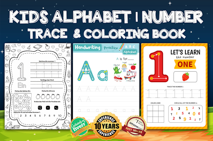 Professional alphabet,number, trace, writing,coloring,activity book ...