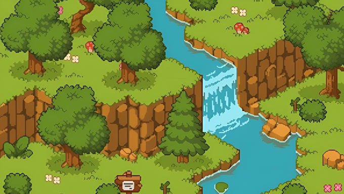 Pixel art tileset, tile map, 2d platformer, topdown, pixel art ...