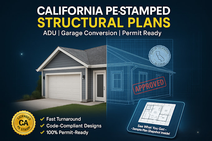 Create california permit ready pe stamp adu, garage conversion ...