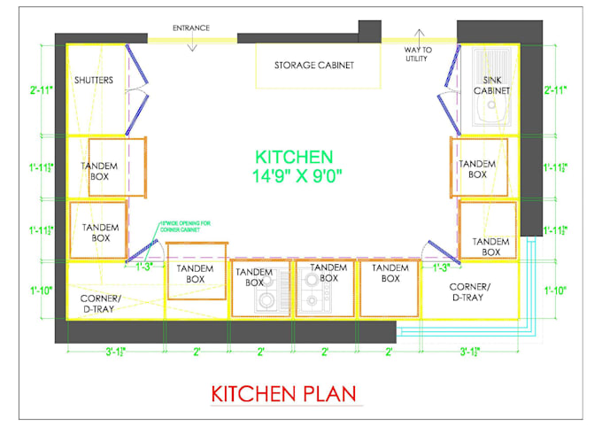 Create a professional modular kitchen dwg layout with cad details by ...
