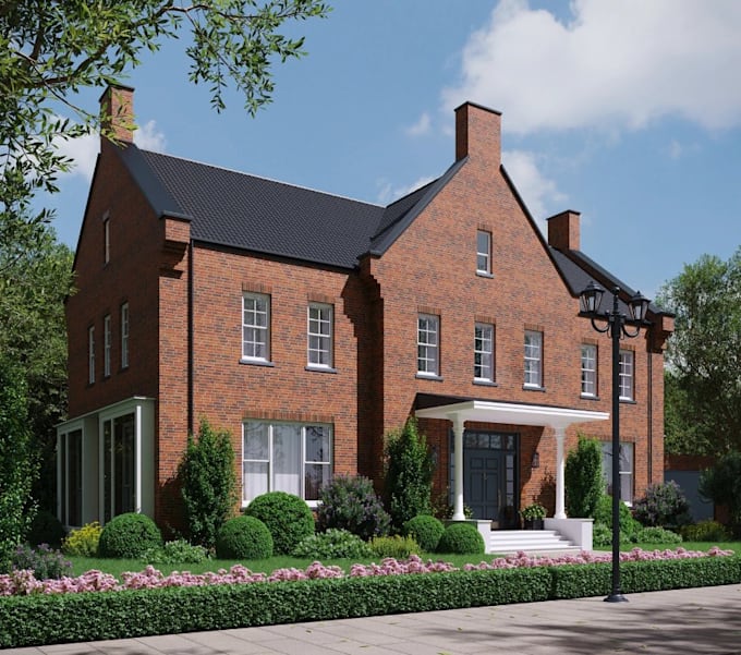 Convert image, floor plan to cgi brick house exterior,apartment ...