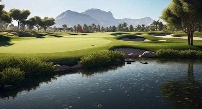 Visualize 3d golf course,landscape,ceiling layout,putting green, golf ...