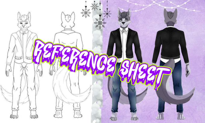 Design a custom furry reference sheet, fursona, oc ref, character art ...