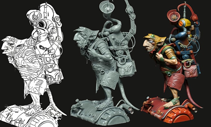 Convert 2d to 3d character model 2d drawing image 2d character model 3d ...