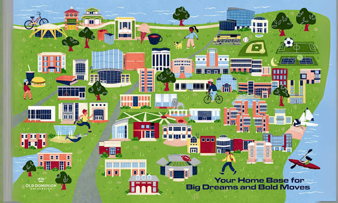 Create cartoon map fantasy world map illustration building kids playmat ...