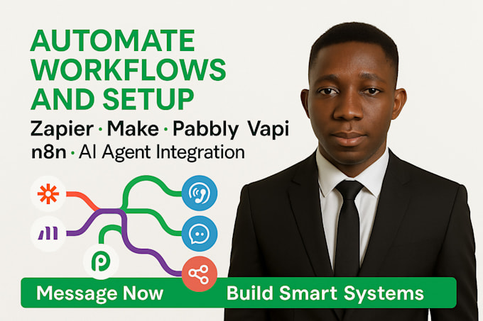 Automate workflows and setup zapier zap make pabbly vapi ai agent integration by Josh_crown01 ...