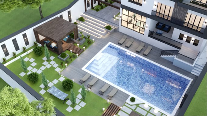 Refurbish 3d villa,upgrade interior,master plan design,pool design,bird ...