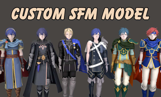 Create custom sfm model, mmd, vrm, gmod, koikatsu 3d character model ...