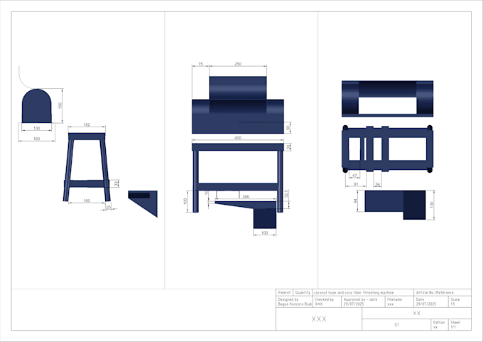 Custom design autocad 2d and 3d with dimensions and full bom by Bagus ...