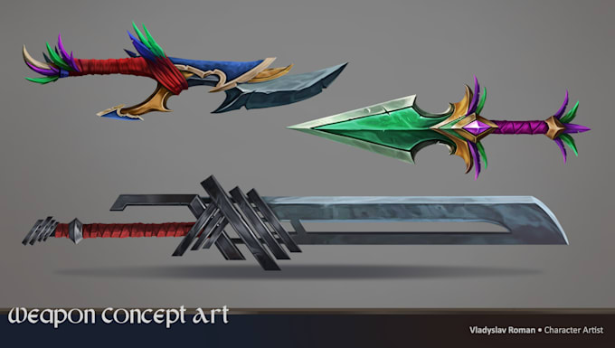 Design unique weapons illustrations, assets and props for you by ...
