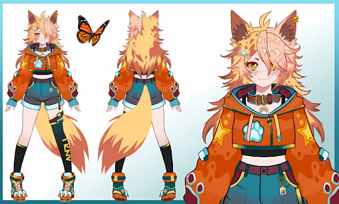 Create custom anime vtuber or oc reference sheet with full body ...