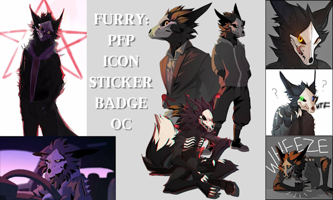 Draw furry character, oc, fursona art, pfp, reference sheet, furry ...