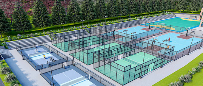 Redesign 3d sport complex,paddle court,basketball,pickleball court ...