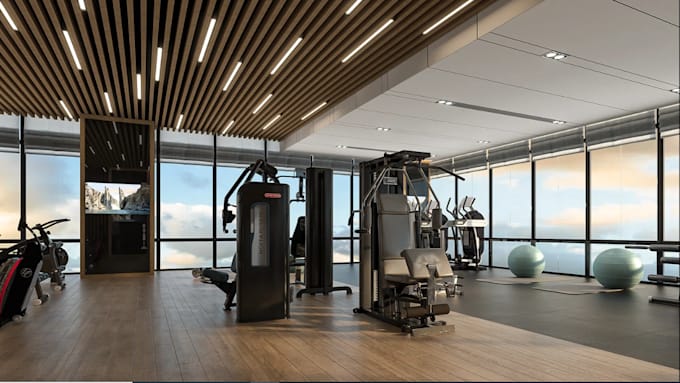 Renew 3d interior gym render,sport arena,fitness center,yoga,stadium ...