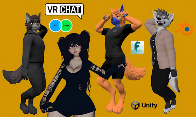 Create custom vrchat furry avatar, vrc vtuber model, anime 3d nsfw vr ...