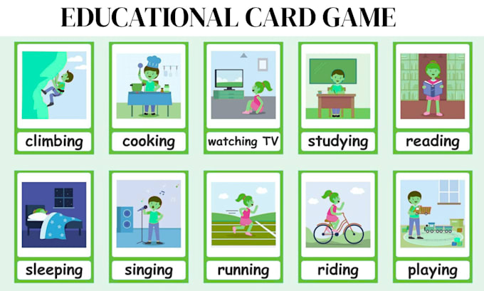 Create unique educational card game flash card rule book card box ...
