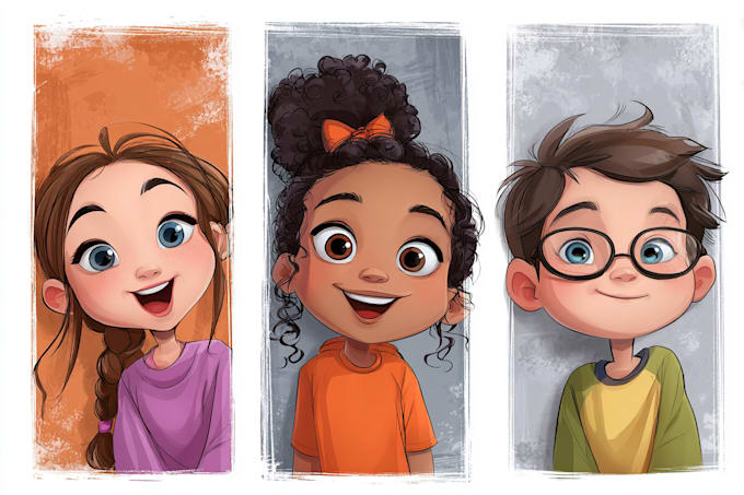 Draw cute children comic cartoon in this style by Belayenter | Fiverr