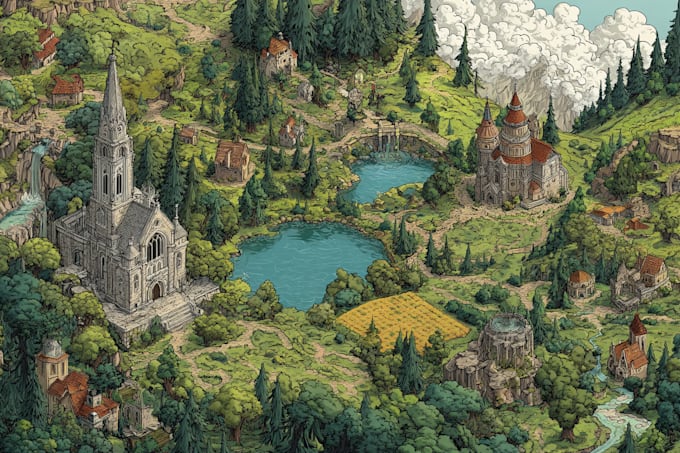 Create event, tourist, and fantasy map illustration by Coltonckerson ...