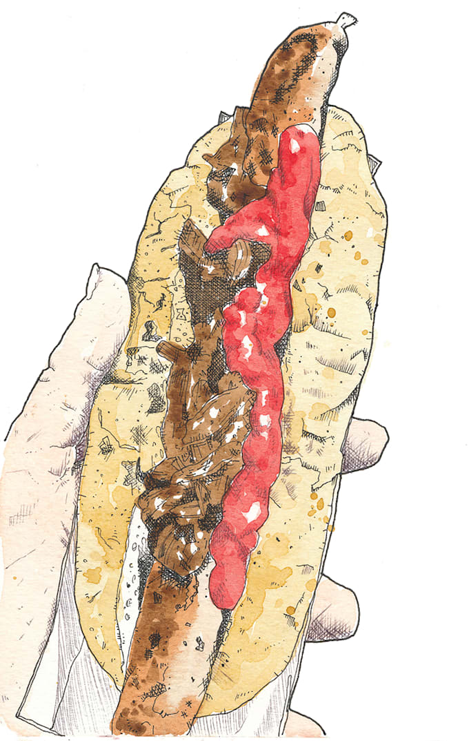 Illustrate food in ink and watercolour by Matthewmidgley | Fiverr