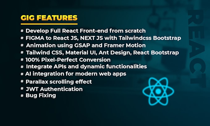 Convert figma to react js or next js with tailwind css bootstrap by Afnaf_mafee | Fiverr