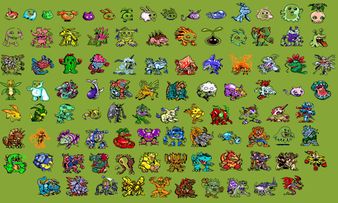 Design custom fakemon or pokemon sprite, pokemon trainer, sprite sheet ...