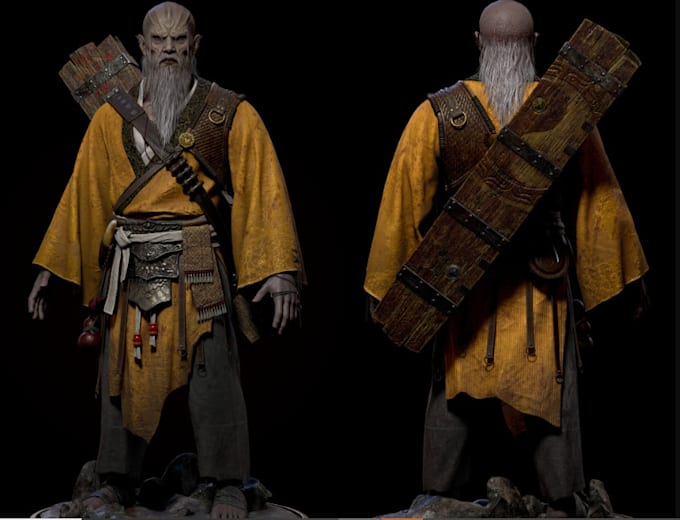 Create 3d marital art character for game,magical humanoid,ue5 rig ...