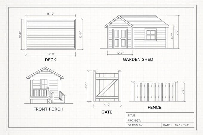 Draw detailed deck permit blueprints shed plans porch or gate fence ...