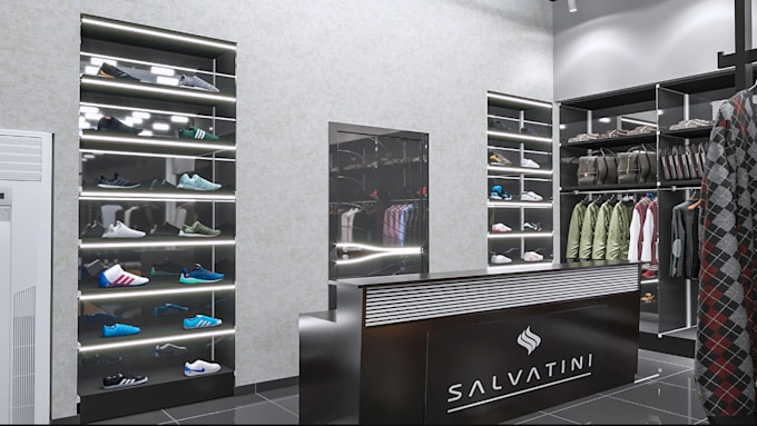 Envision clothing store,hair salon interior 3drendering,revit 3d model ...