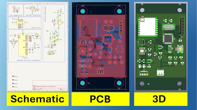 Design schematic and pcb design in easyeda kicad altium proteus and 3d ...