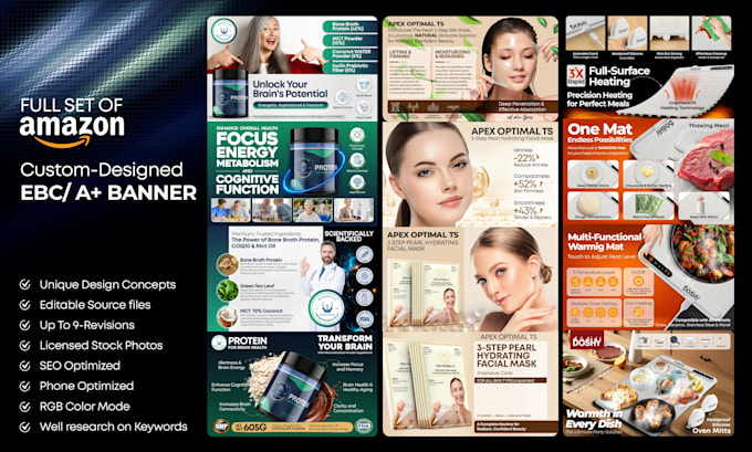 Do amazon enhance brand content, a plus content, ebc design, product listing by Designcoffers ...