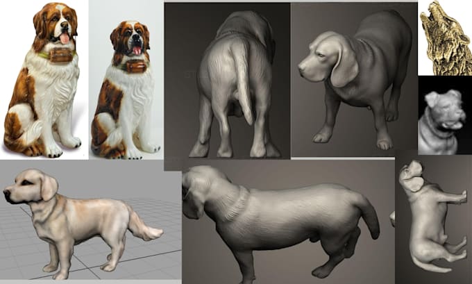 3d dog model design printable stl dogs stl file repair dog sculpture ...