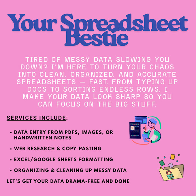 Turn messy files to perfect spreadsheets by Kinza_18 | Fiverr