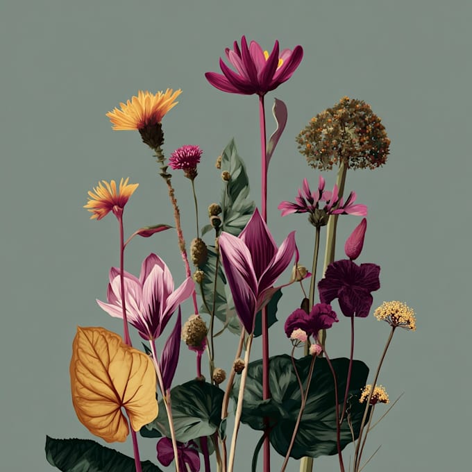 Botanical vector illustration of plants and flowers by Anaplasee | Fiverr