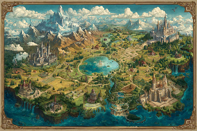 Design fantasy map illustration isometric map by Asmaniwa | Fiverr
