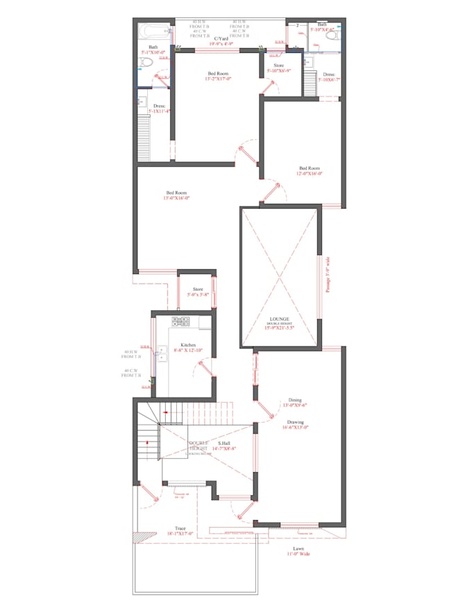 Draw 2d floor plan, elevation, section with full details in autocad by ...